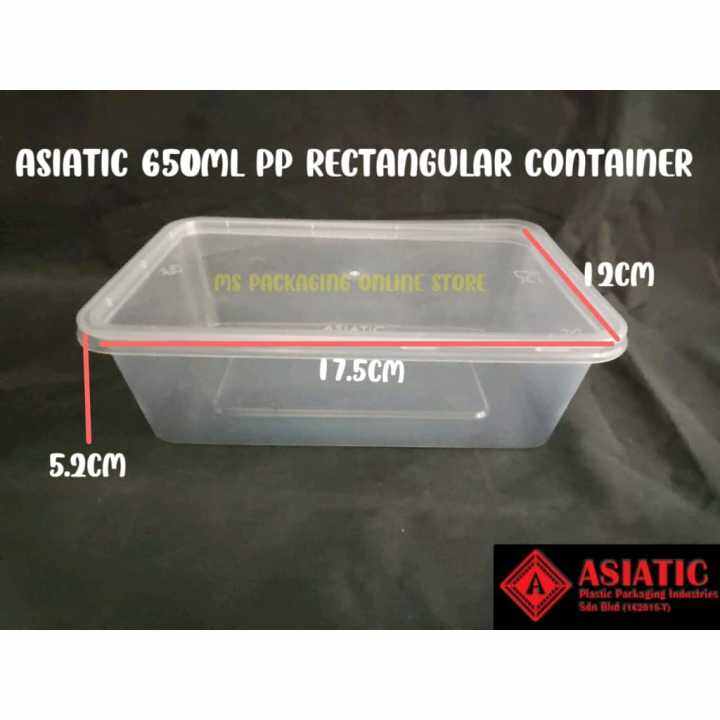 ASIATIC 650ml PP Rectangular Container with Lid (25sets±) 650 ml Disposable PP Plastic Food Box ...