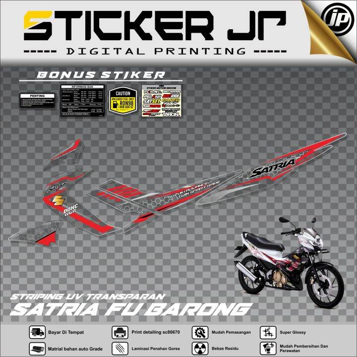 Stiker Striping SATRIA BARONG - Sticker Motor Suzuki Satria Old Bahan Transparan JP01 | Lazada ...