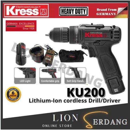 KRESS 12V 2.0Ah Max Lithium-Ion 28N.m High Torque Cordless Drill ...