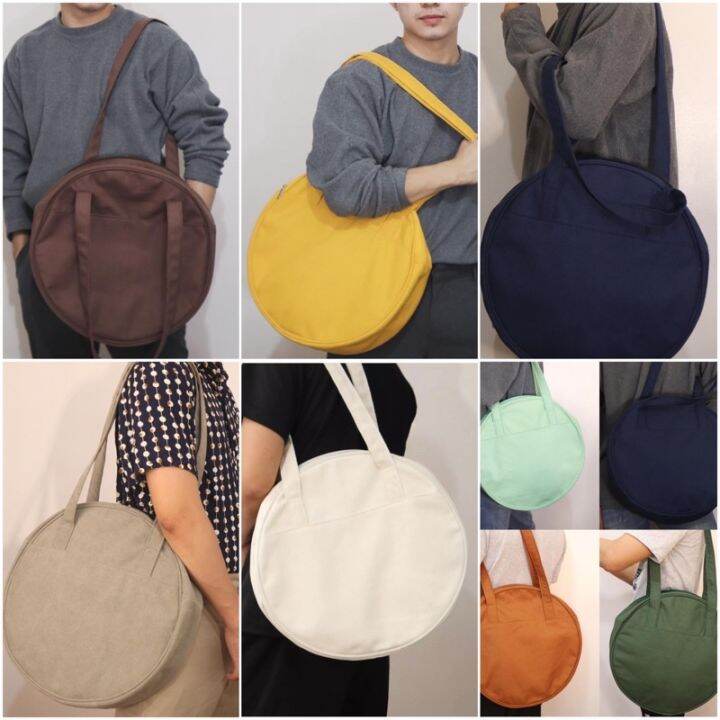 new Round Heavy Canvas Tote Bag 35cm Diameter | Lazada PH