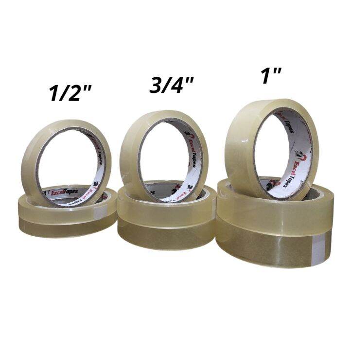 50 Meters Transparent Tape Stationery Tape Clear 1/2, 3/4, 1" Excel ...