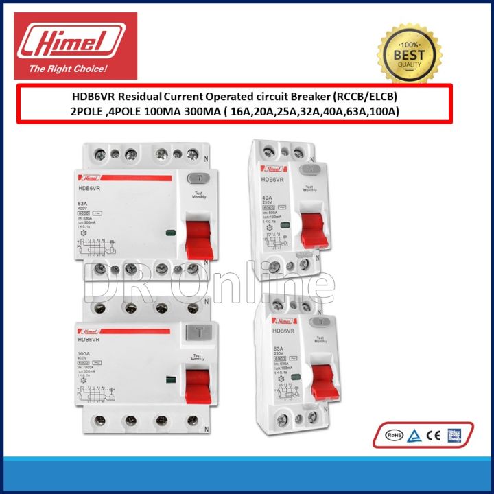 Himel ELCB Residual Current Circuit Breaker 2Pole 100MA 40A,63A, 4Pole ...