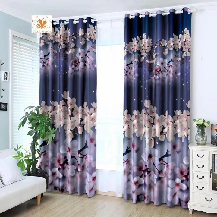 korean 5D cotton flower design non ring curtain | Lazada PH