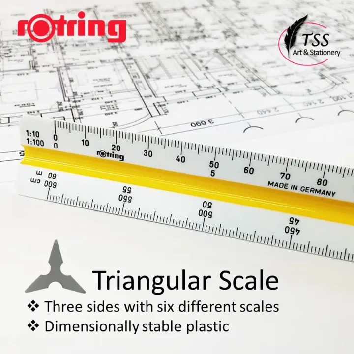 ROTRING Triangular Scale Ruler ( 1:20, 1:25, 1:50, 1:75, 1:100, 1:125 ...