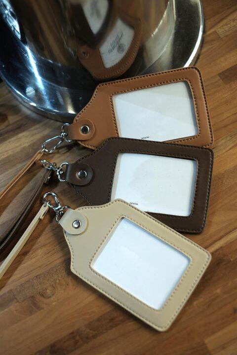 NAME TAG KULIT / ID CARD HOLDER KULIT/GANTUNGAN NAMA VERTIKAL RN21 ...