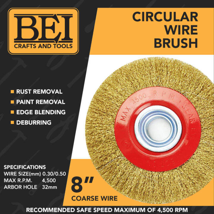 Circular Wire Brush 8" Wheel Brush For Bench Grinder Tool | Lazada PH