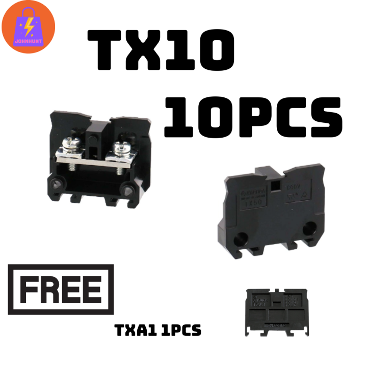 Terminal Block Kasuna (E-TEN) TX10 จำนวน10 ชิ้น ทนไฟ 20A Free ฝาปิด ...