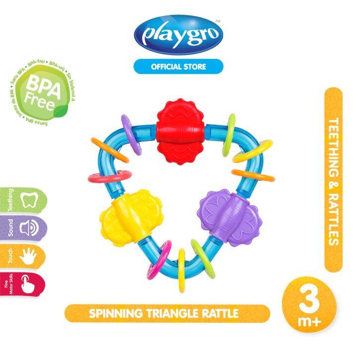 Playgro Baby Spinning Triangle Rattle - Mainan Gigit Anak Bayi Balita ...