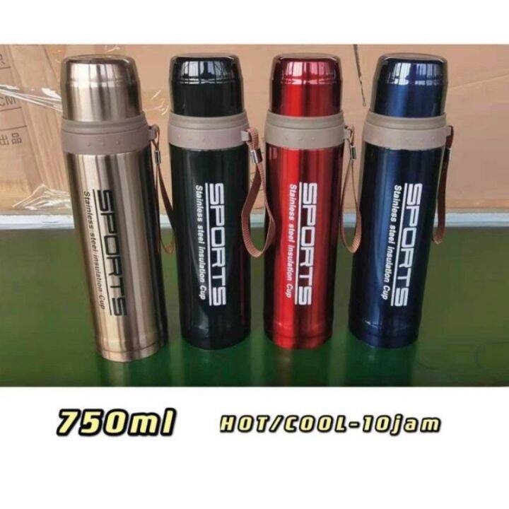 BOTOL MINUM TERMOS UKURAN 750 ML BAHAN STAINLESS TERMOS PANAS TAHAN ...