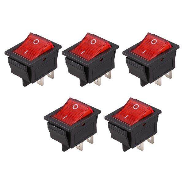 Red Light Illuminated 4 Pin DPST ON/OFF Snap in Rocker Switch 16A 20A ...