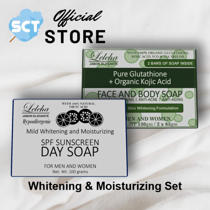 SCT Whitening & Moisturizing Soaps Combo * 1 LELEHA Pure Gluta Kojic ...