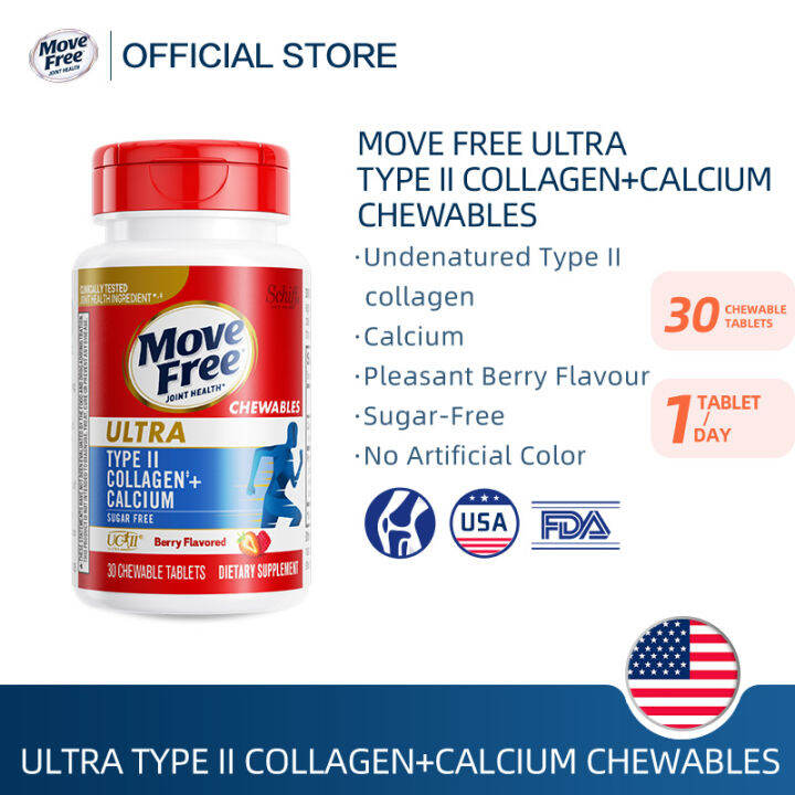 Move Free Ultra Type II Collagen + Calcium Sugar Free Chewable Tablets ...