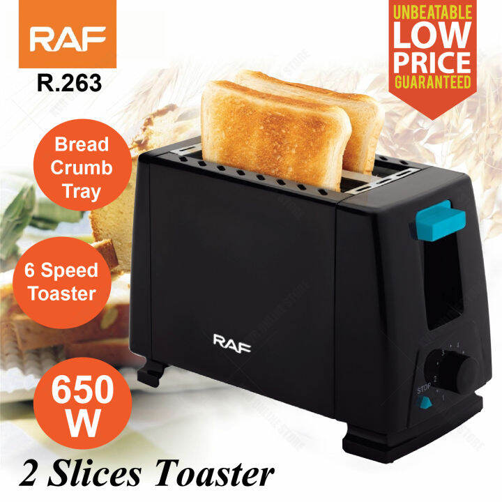 RAF 2 Slice Toaster 650W Breakfast Bread Pop Up Toaster Grill with ...