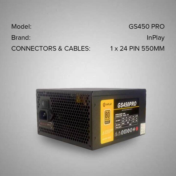 High quality InPlay GS450P 450 Watts Power Supply 80 Plus Bronze ...