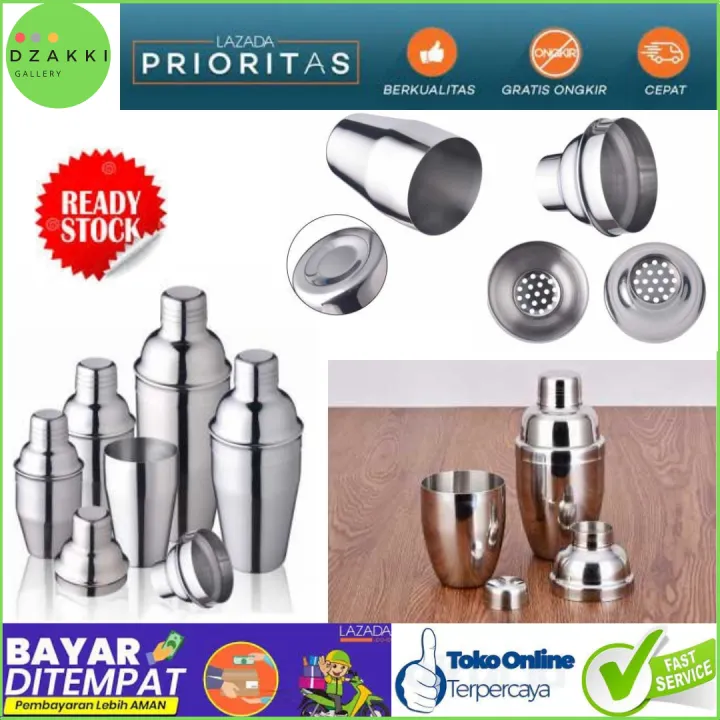 PROMO DIJAMIN ORI - Cocktail Shaker Bartender Boston Style Stainless ...