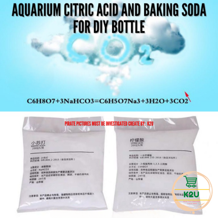 AQUARIUM CO2 DIY Carbon Dioxide Citric Acid 200G/ Baking Soda 200G , Generator, Aquarium CO2 ...