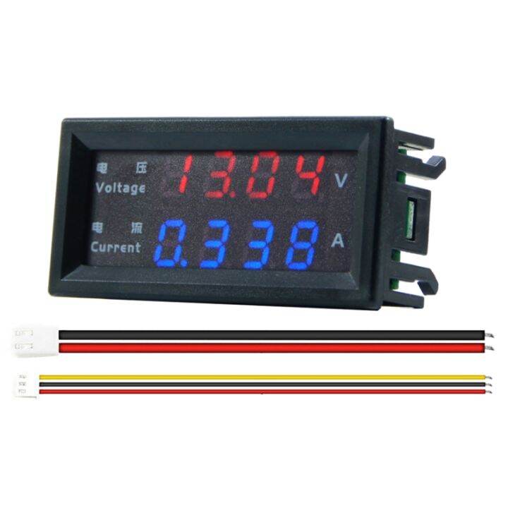 4 Digits High Precision DC 100V 200V 10A Voltmeter Ammeter Dual LED Digital Display Amp Volt ...