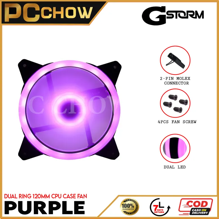 Gstorm Dual Ring Purple Led fan 120mm PC CPU Computer Case Cooling Fan ...