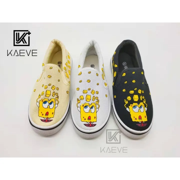 卍 「KAEVE」SpongeBob Slip on shoes for women lazy canvas shoes | Lazada PH