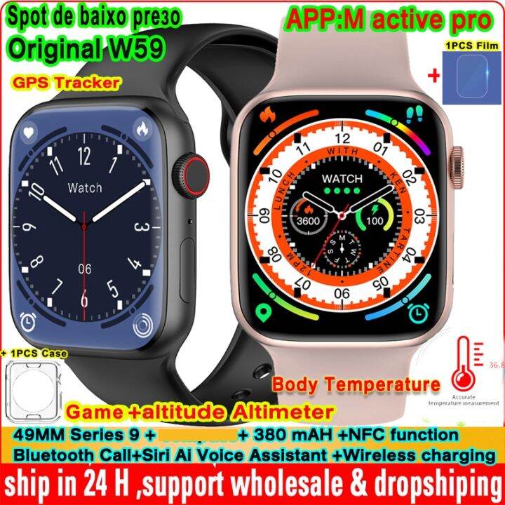 Original W59 Smart Watch Series 9 Body Temperature Altitude GPS Tracker NFC Game Bluetooth Call ...