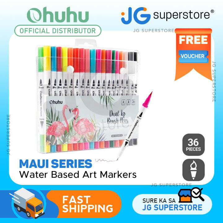 Ohuhu Maui Series 36 Colors Water Based Dual Tipped Brush Markers for ...