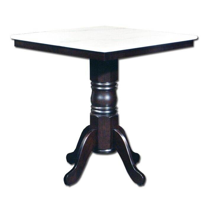 Hainan Cafe & Kopitiam Square Marble Top Table with Wooden Pedestal ...