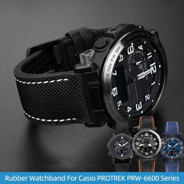 24MM Nylon Silicone Bottom Watch Strap For Casio PROTREK Series PRW ...