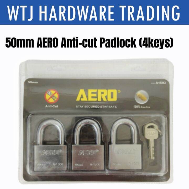 AERO 50mm 3pcs Anti-cut Padlcok/Pad lock/ Door lock/ anti cut Lock ...