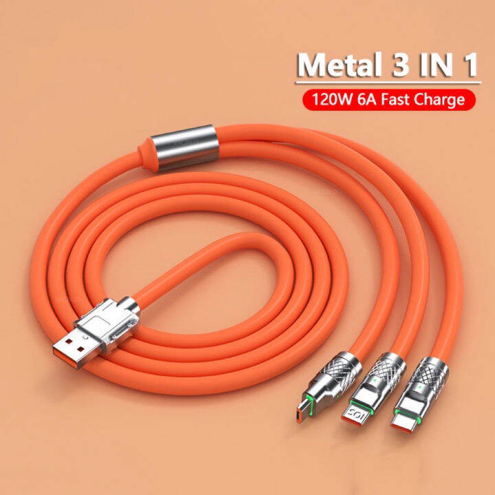 100% Original JCAM 3 IN 1 Zinc Alloy Charging Cable 120W 6A Super Fast ...