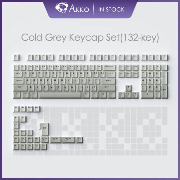 Akko Cold Grey Set 132-key Cherry Profile Keycaps Set PBT Double-shot ...