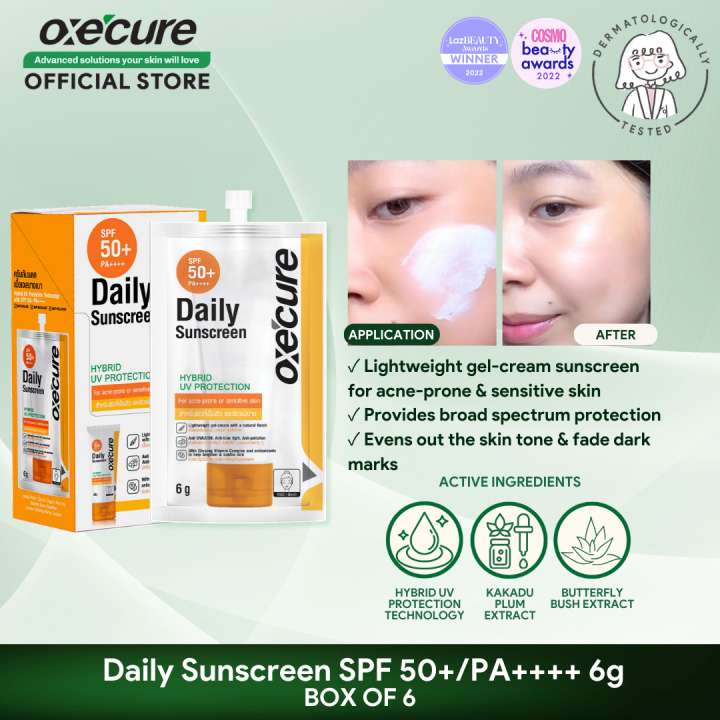 OXECURE Daily Sunscreen SPF 50+/PA++++ 6g Box of 6 | Lazada PH