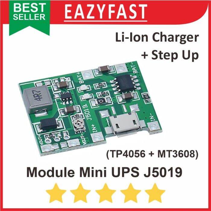Modul J5019 TP4056 MT3608 Mini UPS Charger Lithium 18650 Step Up Boost ...