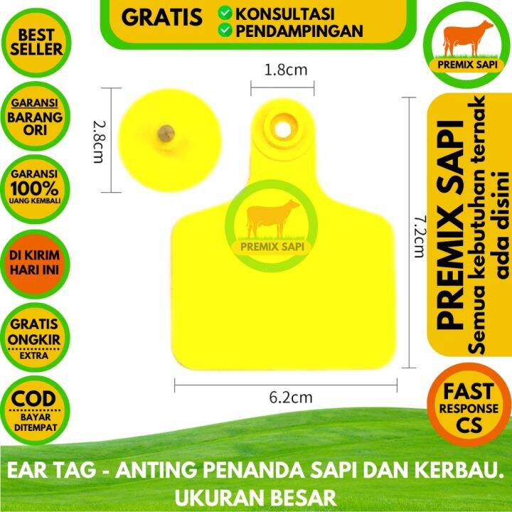 EAR TAG SAPI POLOS 6x7cm Besar & Tebal - Eartag Sapi Polos - Penanda ...