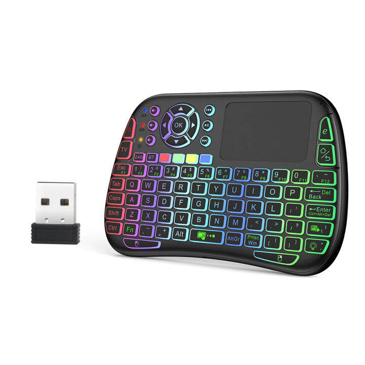 RGB Backlight Wireless Keyboard With USB Receiver Wireless Touchpad ...