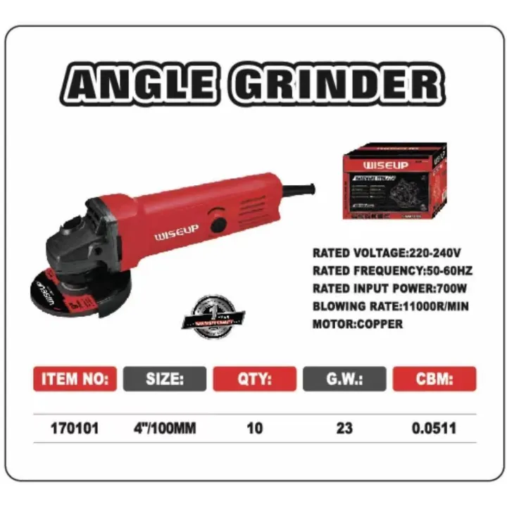 ANGLE GRINDER 4"/100MM WISEUP.170101 | Lazada PH