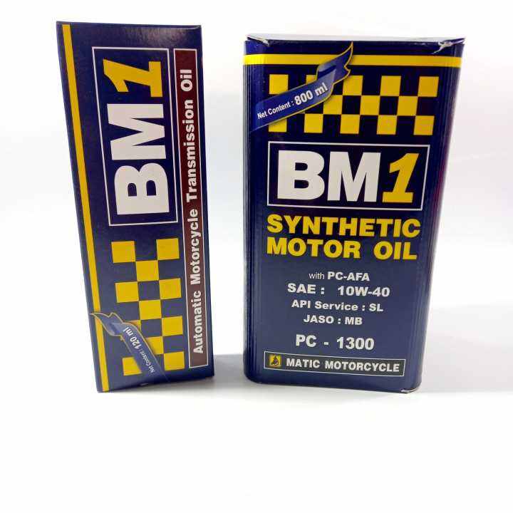 PAKET OLI BM1 MATIC 10W-40 API SJ JASO MB PC-1100 800ML PLUS GEAR OIL ...