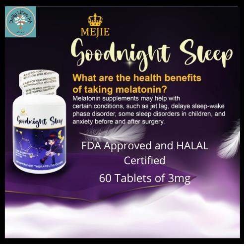 MEJIE GOODNIGHT SLEEP MELATONIN FDA Approved and HALAL Certified - 60 ...