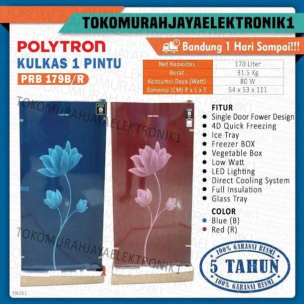 Kulkas Polytron 1 Pintu Metallic Series 170 liter PRB 179 B/R Garansi ...
