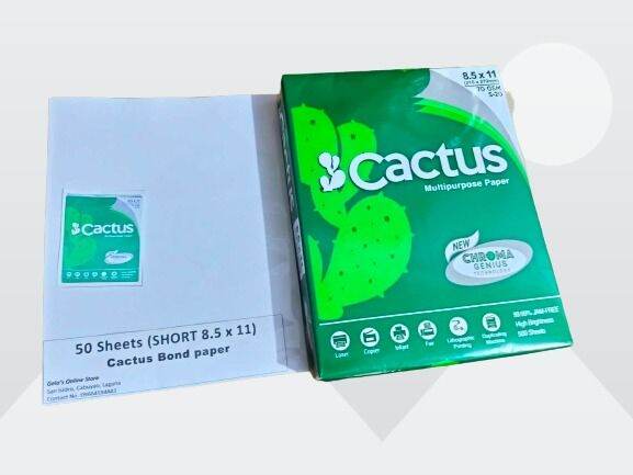 Cactus Bond paper Substance 20 70gsm (50 SHEETS) | Lazada PH