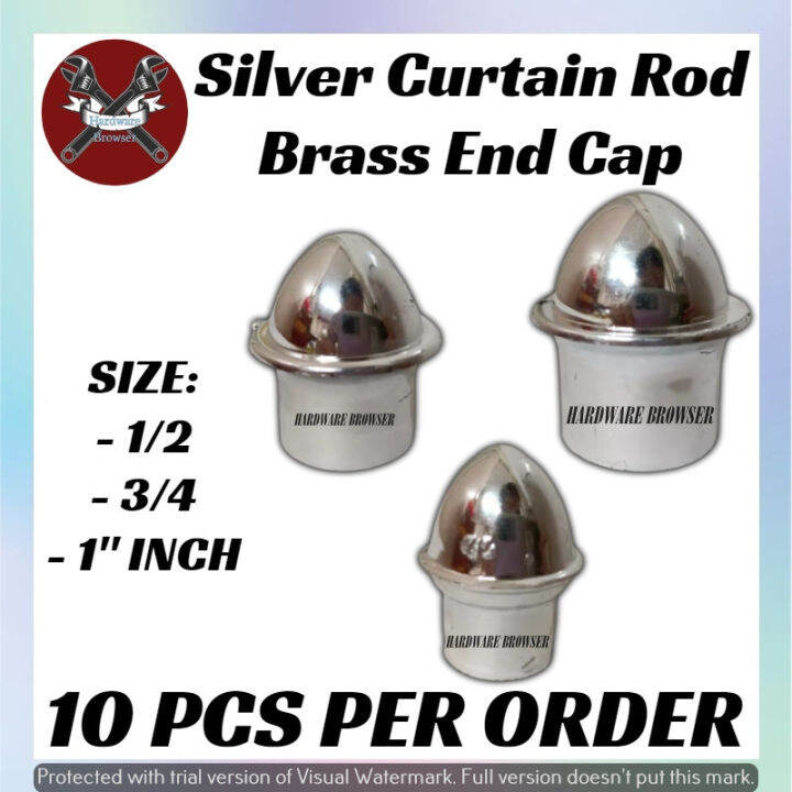 2504 10PCS SILVER Curtain Rod Chrome End Cap (1/2, 3/4 and 1 inch size ...