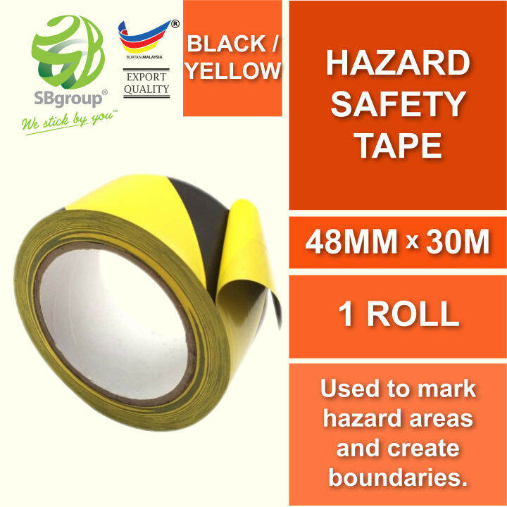 SB26 - Japan Quality 30m x 48mm Black And Yellow Strong & Sticky Hazard ...