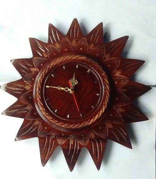 Hiasan Dinding Jam Dinding Model Bunga Matahari Dari Kayu Jati Hiasan ...