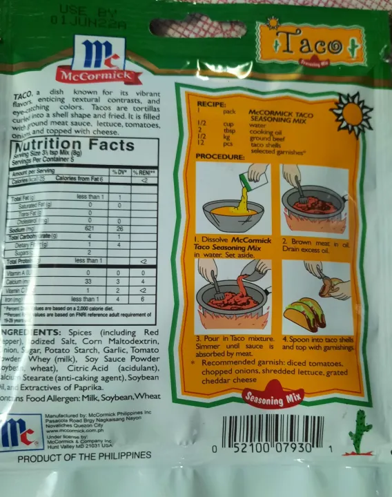 set of 6 McCormick TACO seasoning mix 40g | Lazada PH