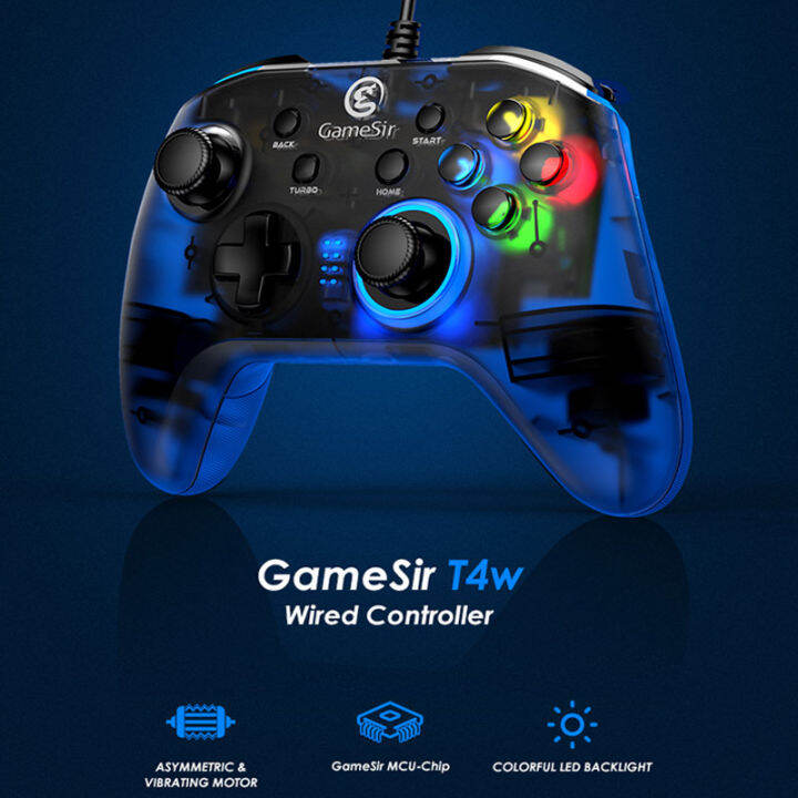 GameSir T4W ควบคุมพีซี Gamepad สายแผ่นเกมเทอร์โบฟังก์ชั่นการสั่นสะเทือนคู่,จอยสติ๊กสำหรับพีซีที่ ...
