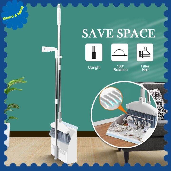 COD Broom Foldable Dustpan Combination Folding Upright Standing Sweep ...