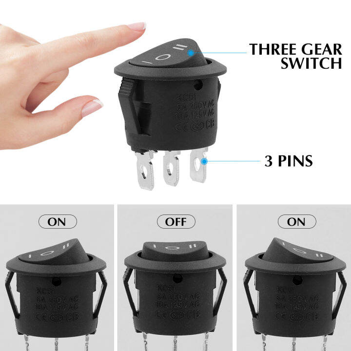 PickEgg 5PCS 3 Car Round Rocker 23mm Single Pole Toggle Double Throw ...
