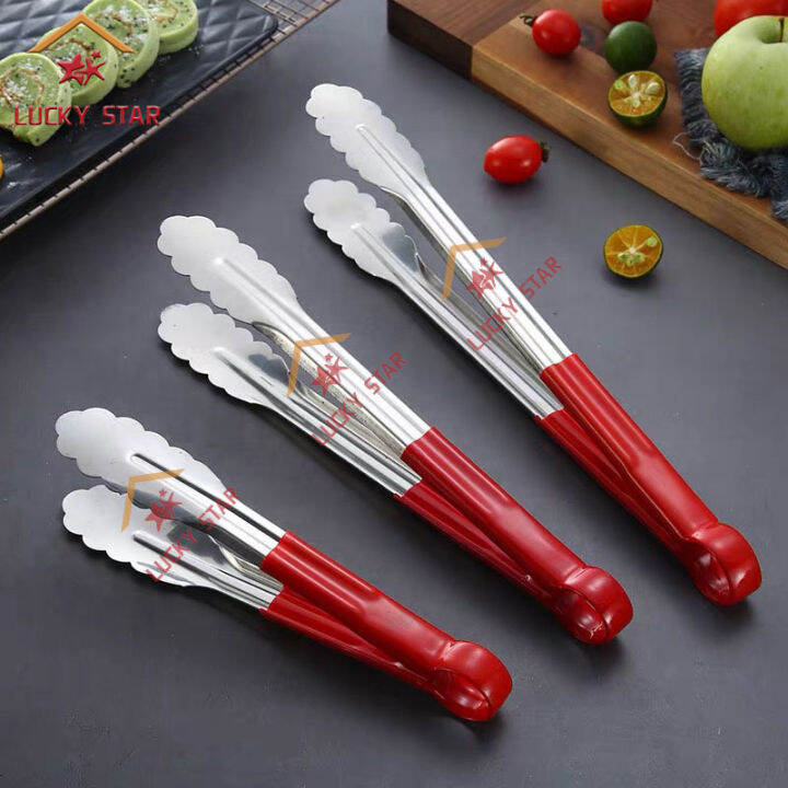 Rubber Handle Tong Stainless Steel / Serving Tong / Bread Tong / BBQ ...