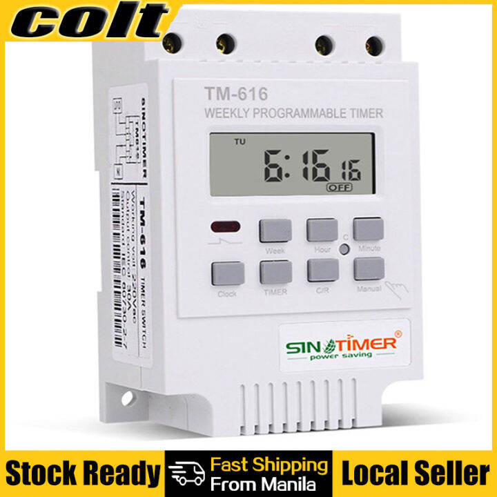 SINOTIMER TM616W-2 30A 220V Electronic Weekly Programmable Digital Time Switch Relay Timer ...