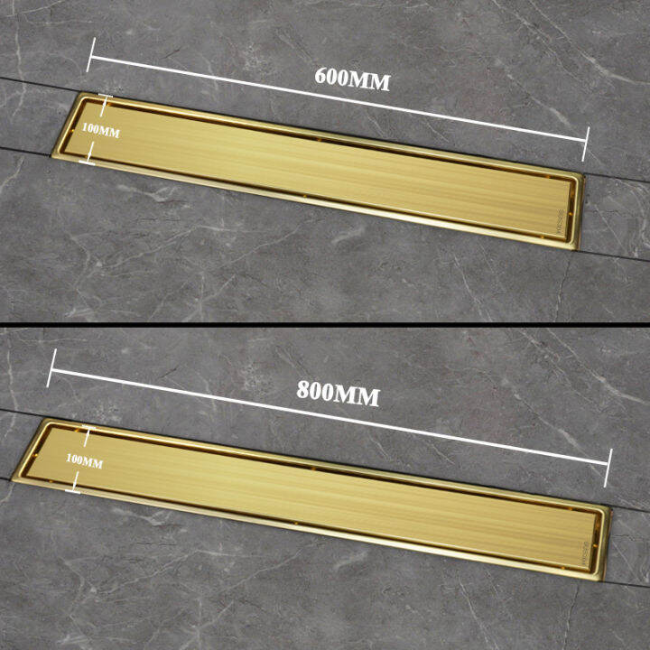 Brushed Gold Floor Drain SUS304 Tile Insert Conceal Drain Long Linear ...