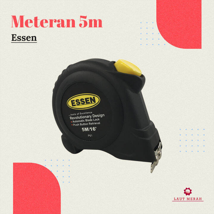 Meteran 5 Meter Paling Bagus Tukang Bangunan Anti Karat Murah Ori 5M ...